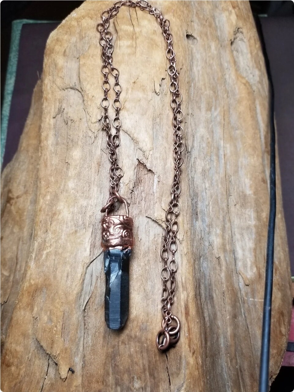 Electroformed Smoky Key Quartz Necklace - Etsy