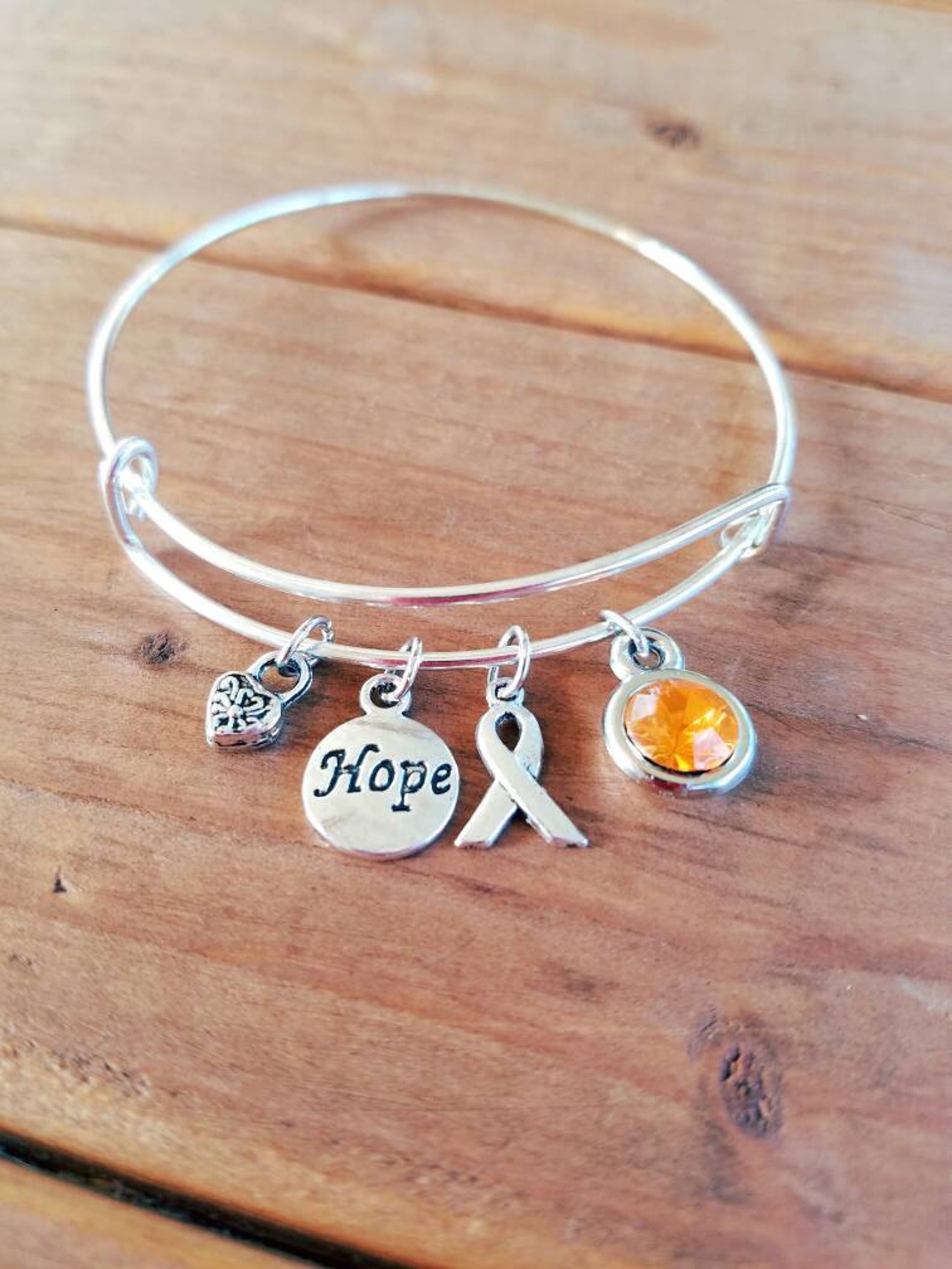 Leukemia Awareness Silvertone Expandable Charm Bracelet | Etsy