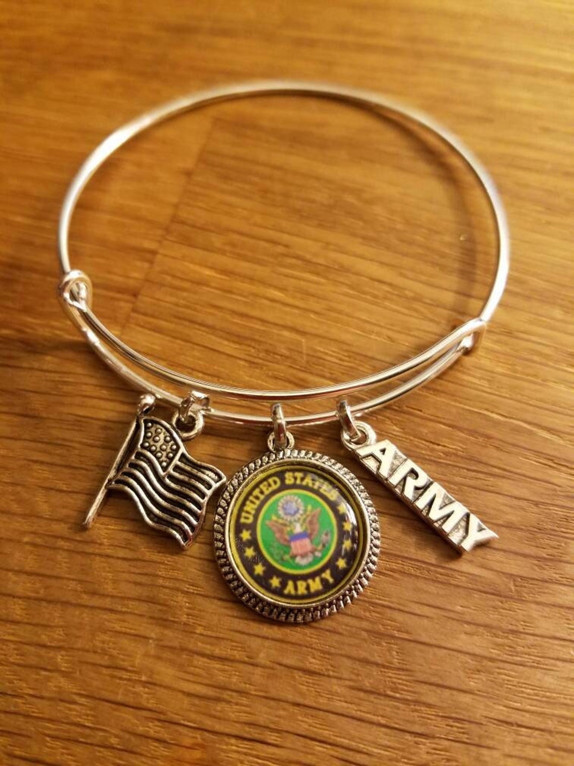 USA Army Silvertone Expandable Charm Bracelet FREE SHIPPING - Etsy