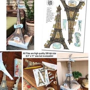 Eiffel Tower 4 Ways Digital Instant Download 4 Pattern 3D Templates ...