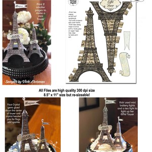 Eiffel Tower 4 Ways Digital Instant Download 4 Pattern 3D Templates ...