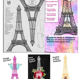 Eiffel Tower 4 Ways Digital Instant Download 4 Pattern 3D Templates ...