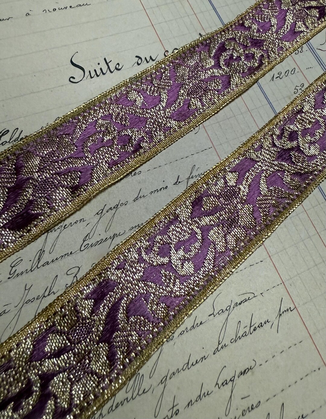 1 Full Yard Antique Elegant Metallic Floral Trim - Gorgeous Vintage ...