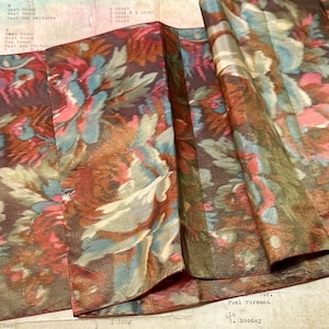 Antique Rare Vintage Watered Silk Floral Ikat Wide 8 3/4 Width Over 1 ...