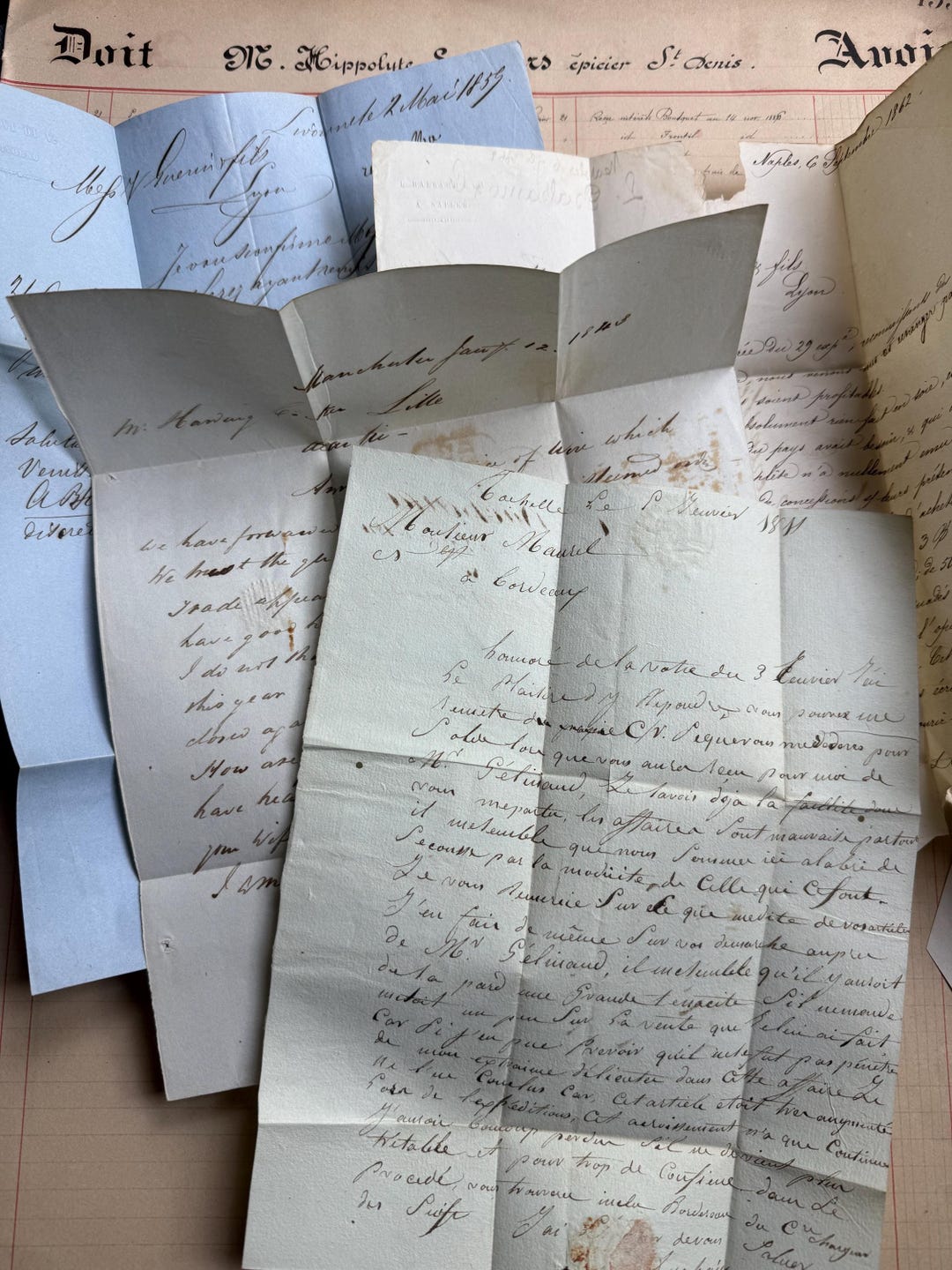 Set A - FOUR Authentic Antique French Handwritten Folded Ledgers ...