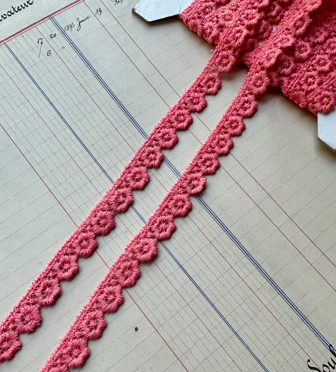 1 Yard Coral Soft Floral Lace Trim 1/2 Width - Etsy