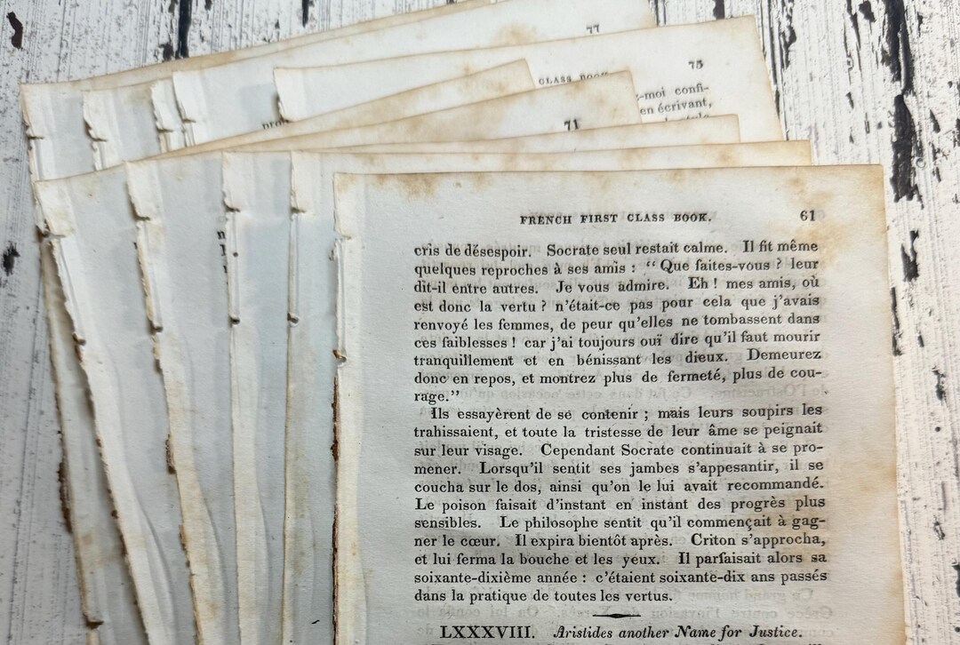 1800s Antique Book Pages 1833 - 10 Pages - Authentic Antique Paper ...