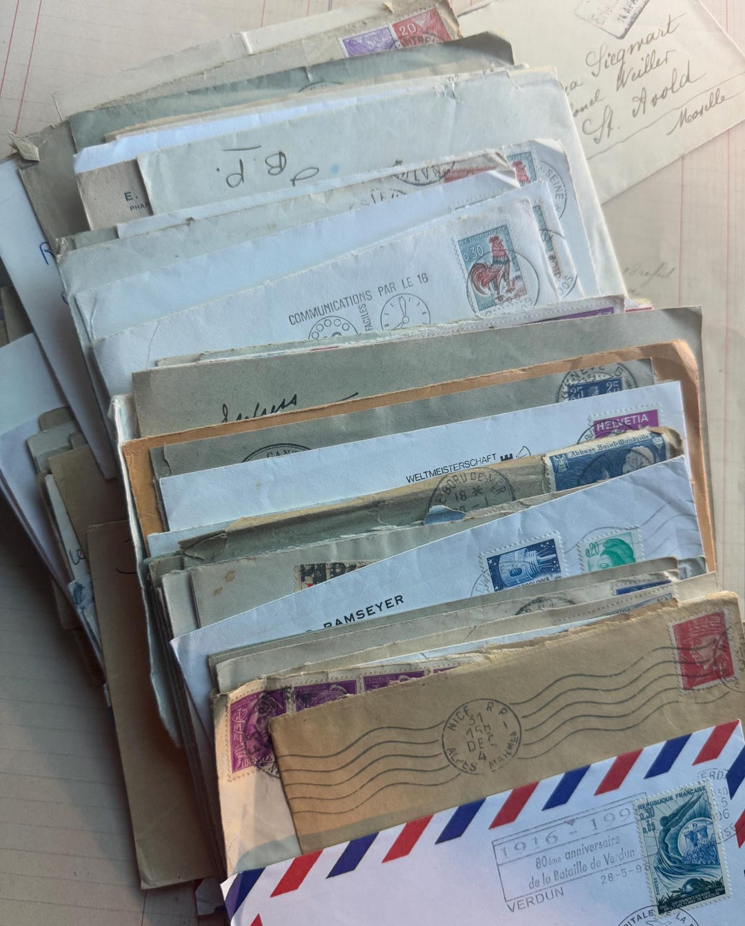 FIVE Authentic Vintage French Envelopes (empty & Opened Envelopes ...