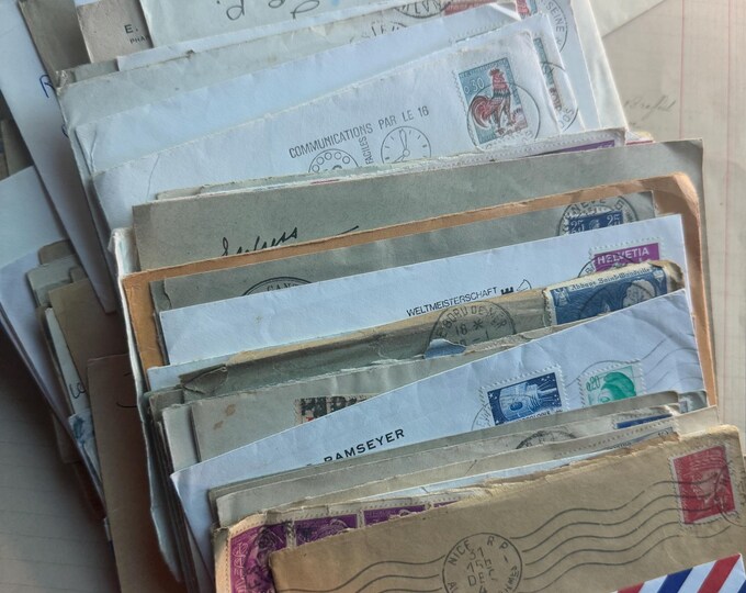 FIVE Authentic Vintage French Envelopes (empty & Opened Envelopes ...