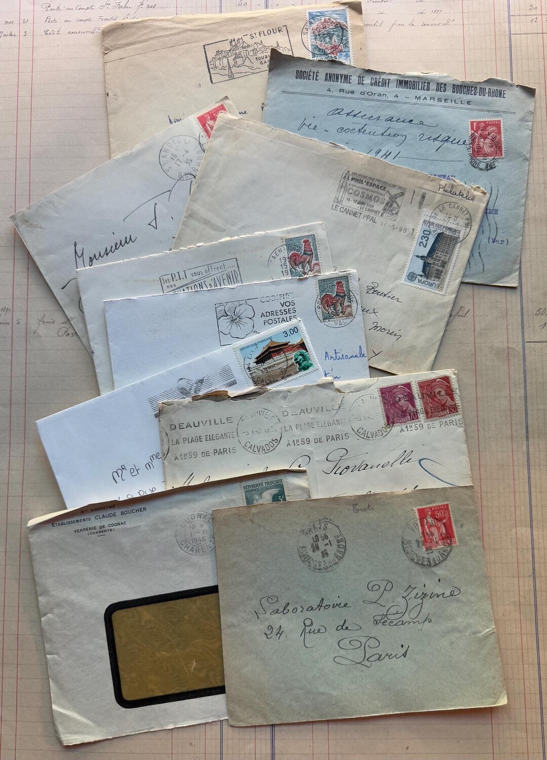 Set C Authentic Vintage French Envelopes opened & Empty Envelopes ...