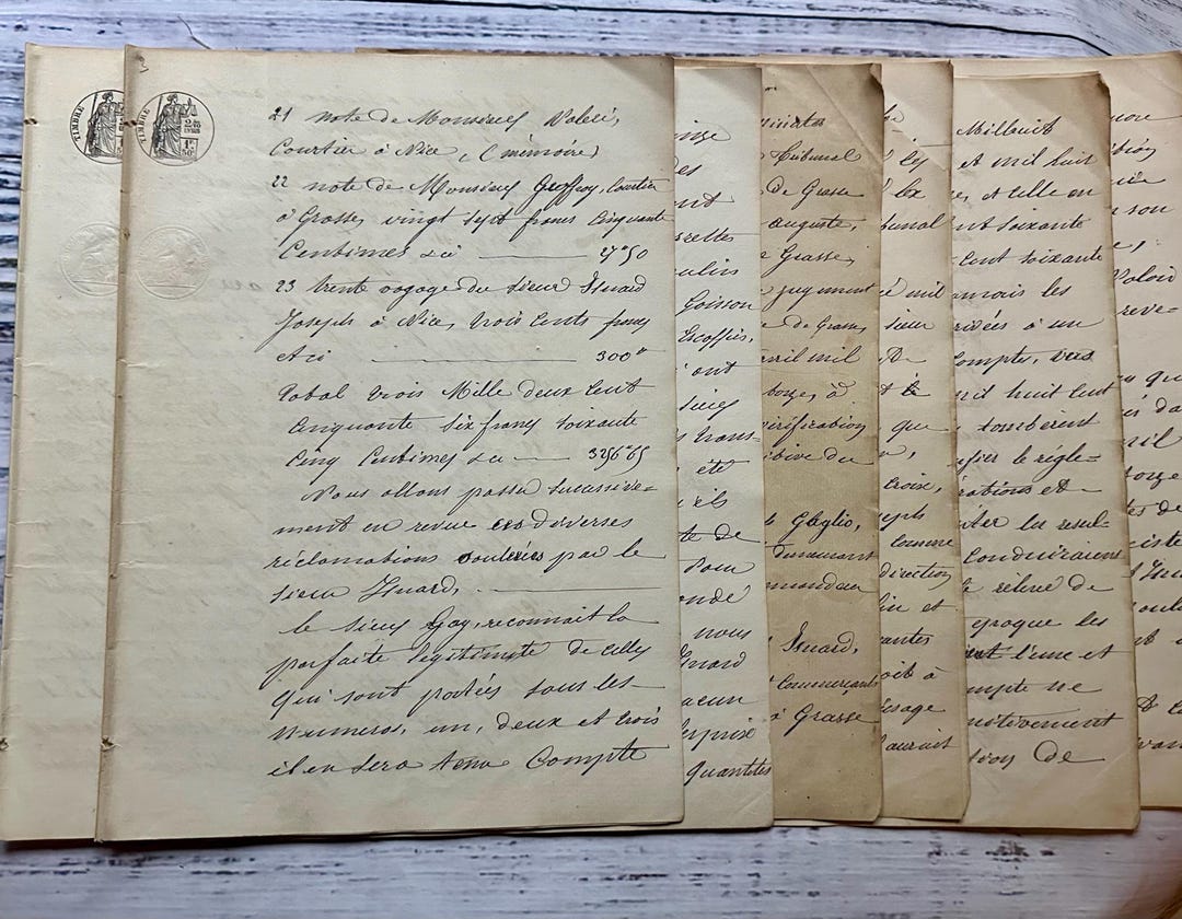 Authentic Antique 19th Century French Folio Handwritten Document ...