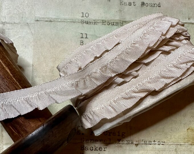 Rare Antique Ribbon Ruched Ruffle Light Sand Ribbonwork Ribbon 3/8 ...