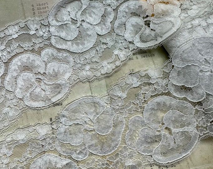 3 1/4” White French Detailed Lace - Made in France - Stiffer Lace - Etsy