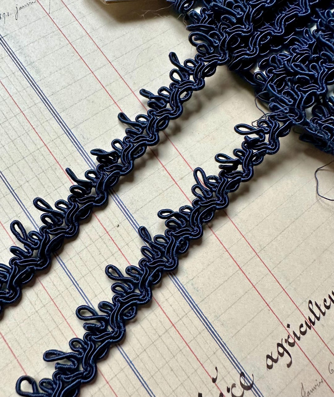 1 Yard Vintage Dark Navy Blue Gimp Braid Trim - 3/4” Width ...