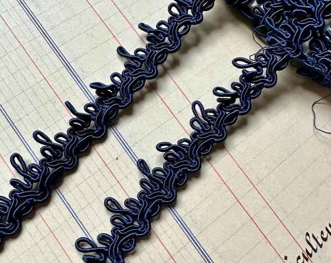 1 Yard Vintage Dark Navy Blue Gimp Braid Trim - 3/4” Width ...