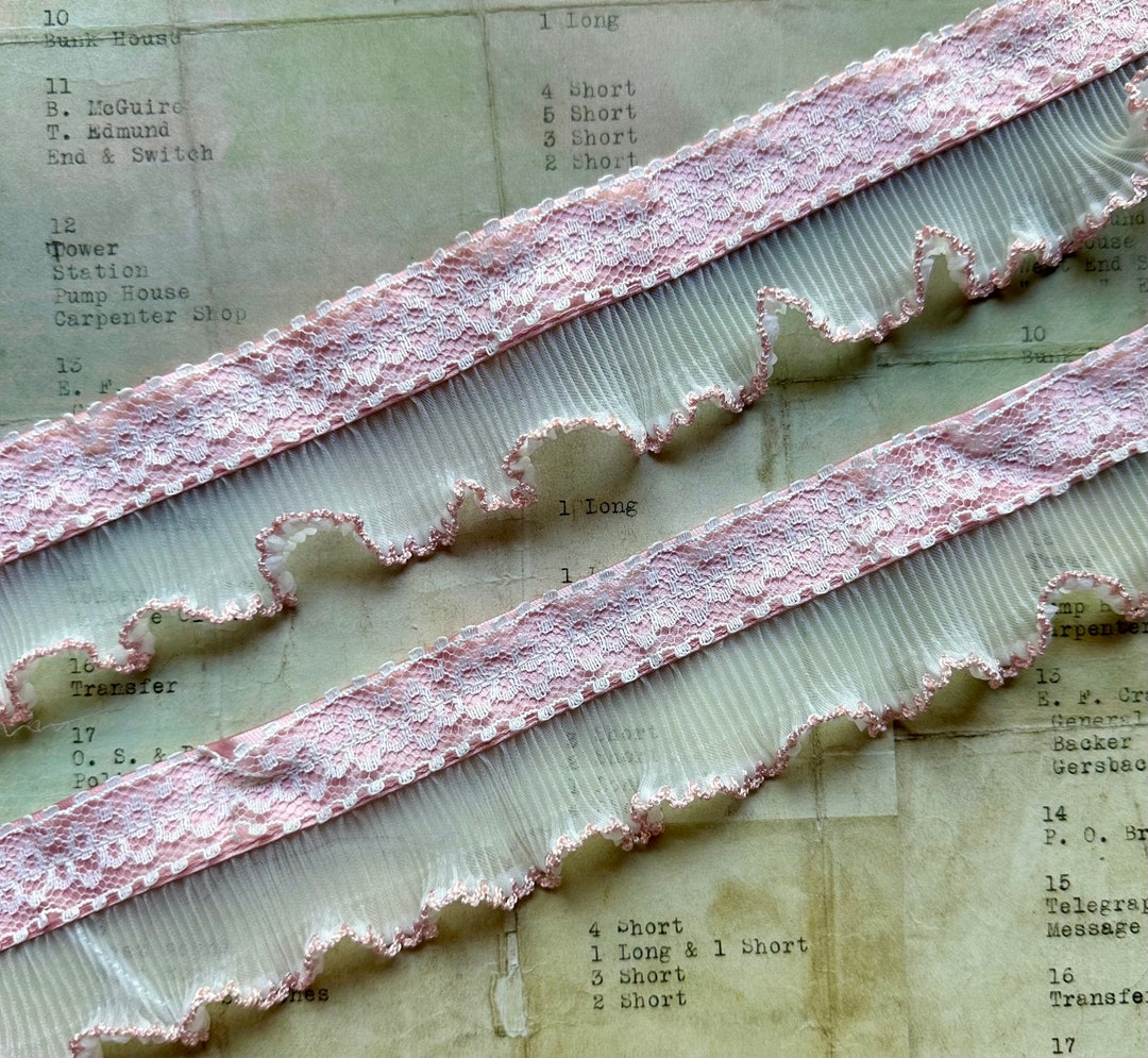 Vintage Pink Sheer White Ruffle Lace Trim 1 Yard 2 Width - Etsy