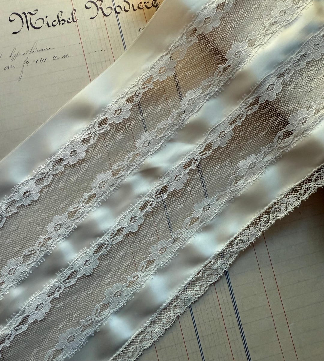 1 Yard Vintage Layered Ribbon & Net Lace Trim 5 1/2 Width - Etsy