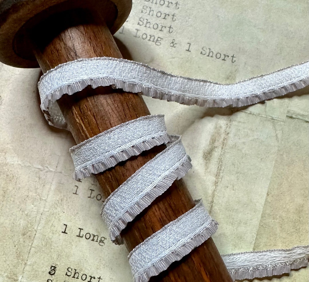 Rare Antique Ribbon - Ruched Lightest Gray Ribbonwork Ribbon 3/8” Width ...