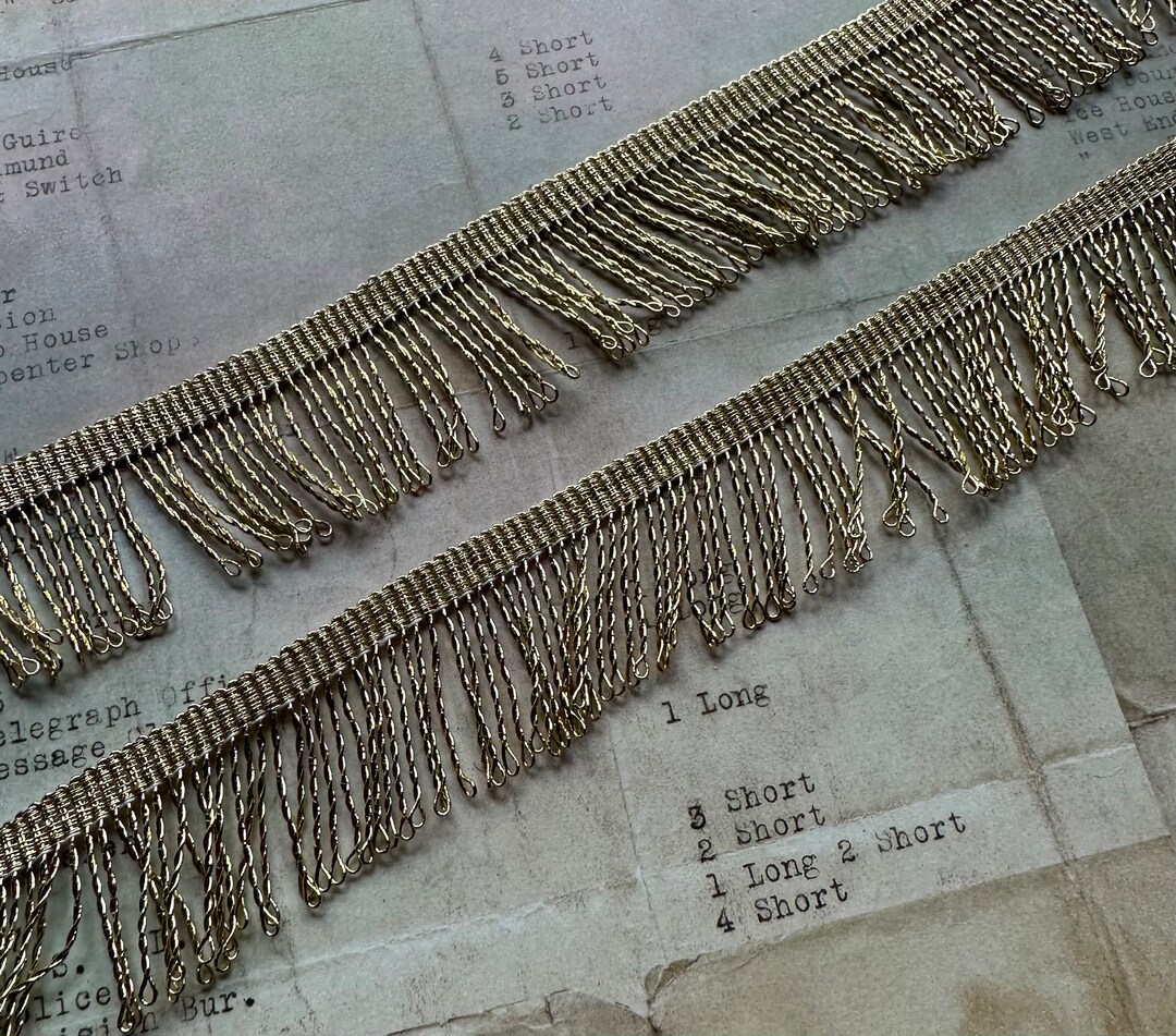1 1/4” Vintage Metallic Gold Drop Fringe Trim - 1 Yard - Imported From ...