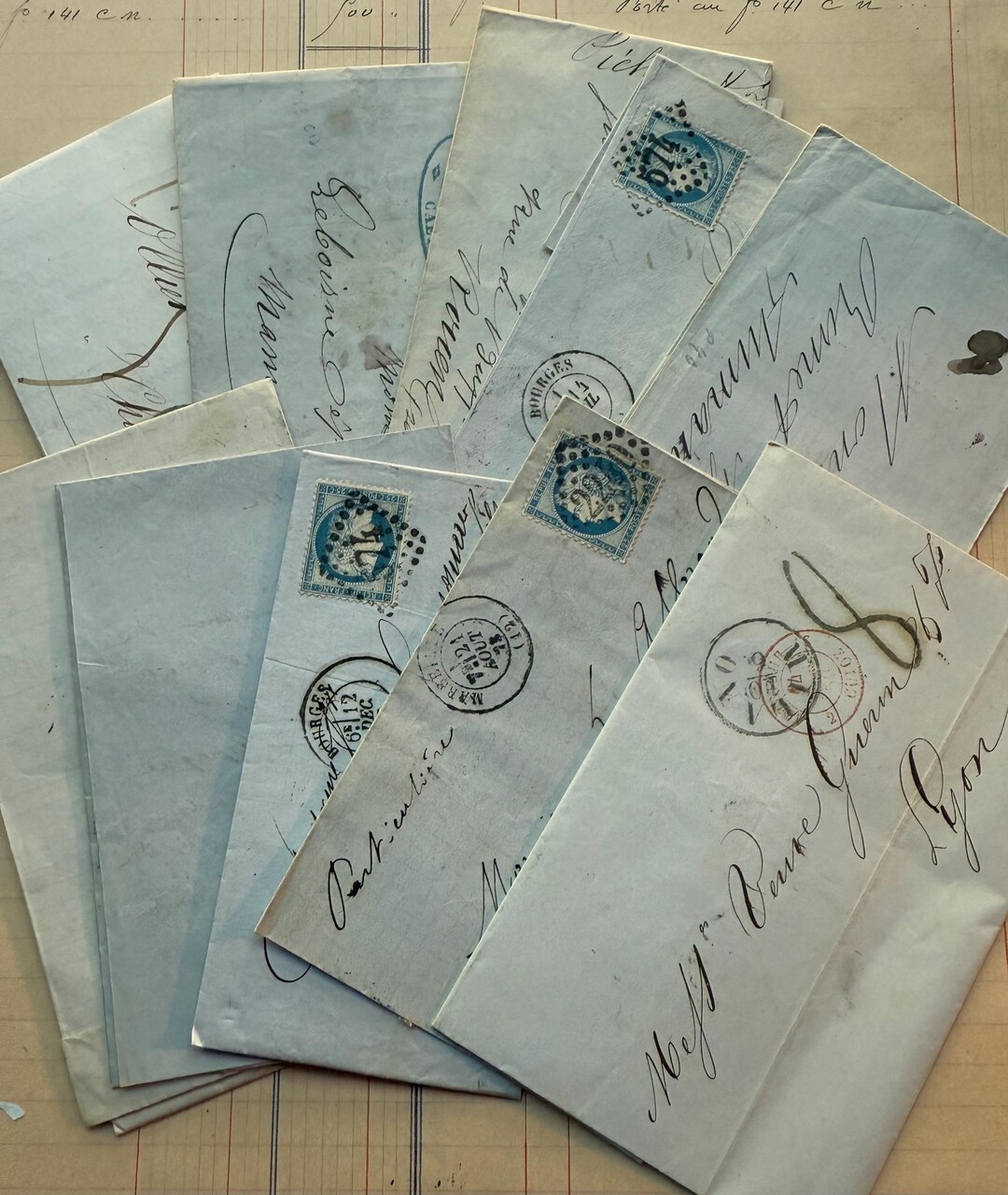 TWO Authentic Antique French Handwritten Folded Ledgers/letters ...