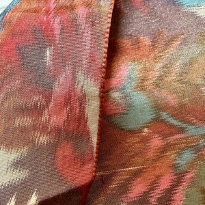 Antique Rare Vintage Watered Silk Floral Ikat Wide 8 3/4 Width Over 1 ...