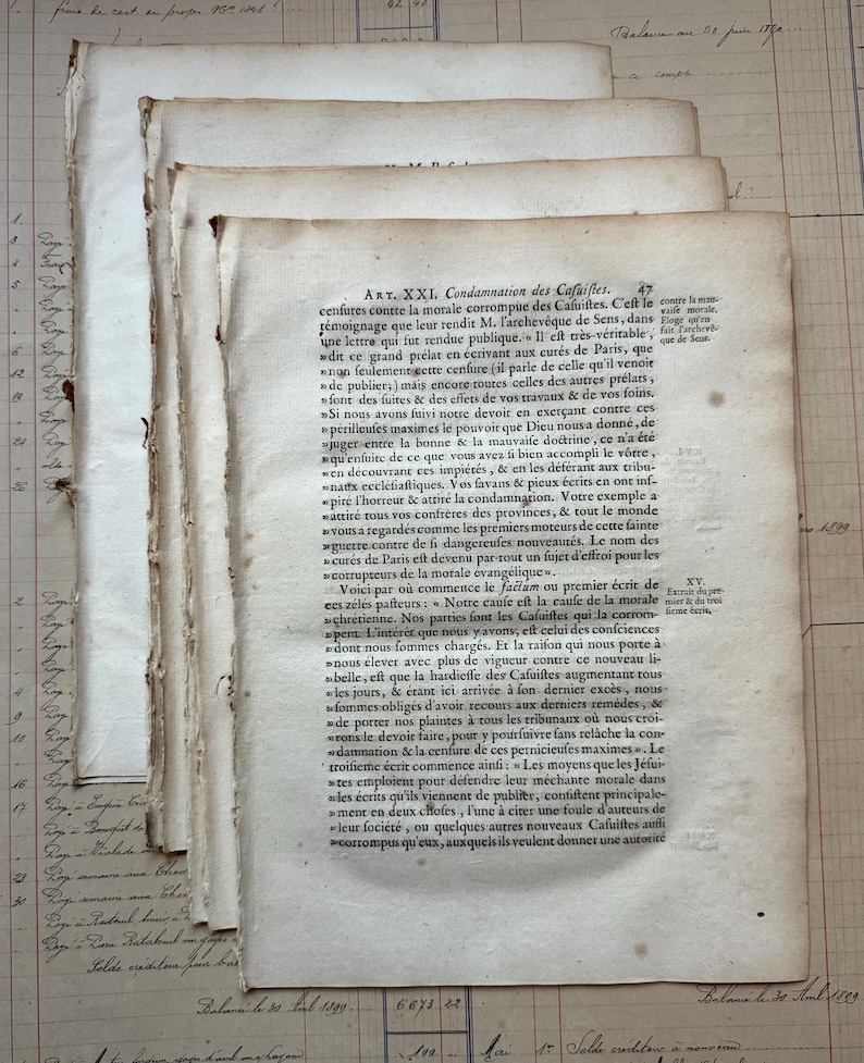 1700s Antique French Rag Book Pages 1762 - 10 Pages - Authentic Antique ...