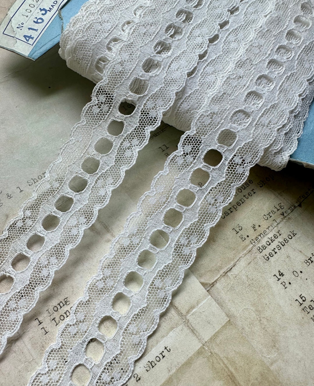 1 1/4” Vintage Swiss Dot Netted French Beading Lace - Made in France - Etsy
