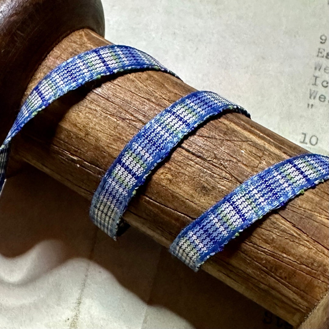 1 Yard Vintage Swiss Tartan Plaid Blue Ribbon Trim 1/4 - Etsy