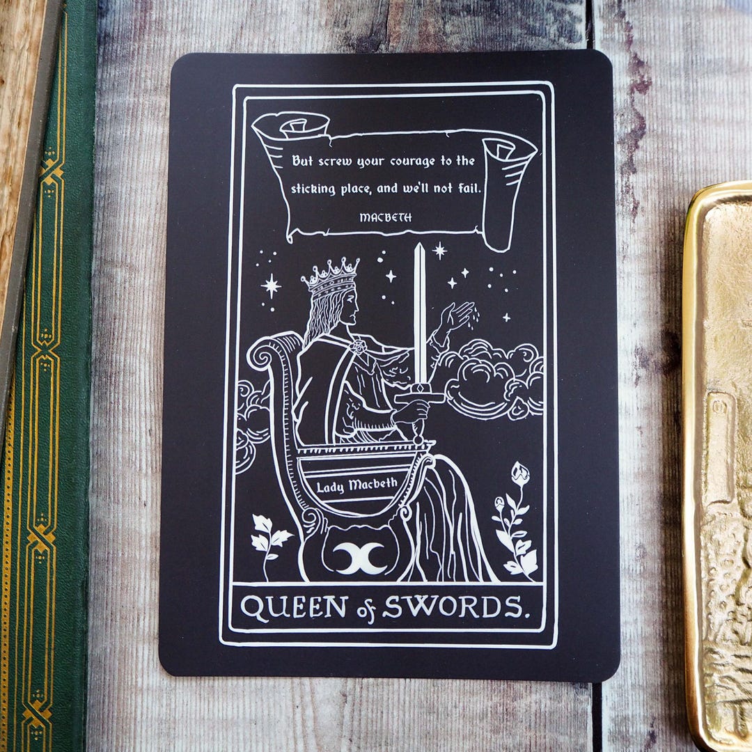 Lady Macbeth Tarot Card Mini Print - Queen of Swords - Shakespeare ...