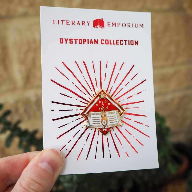 Burning Bright Enamel Pin - Fahrenheit 451 Enamel Pin - Dystopian ...
