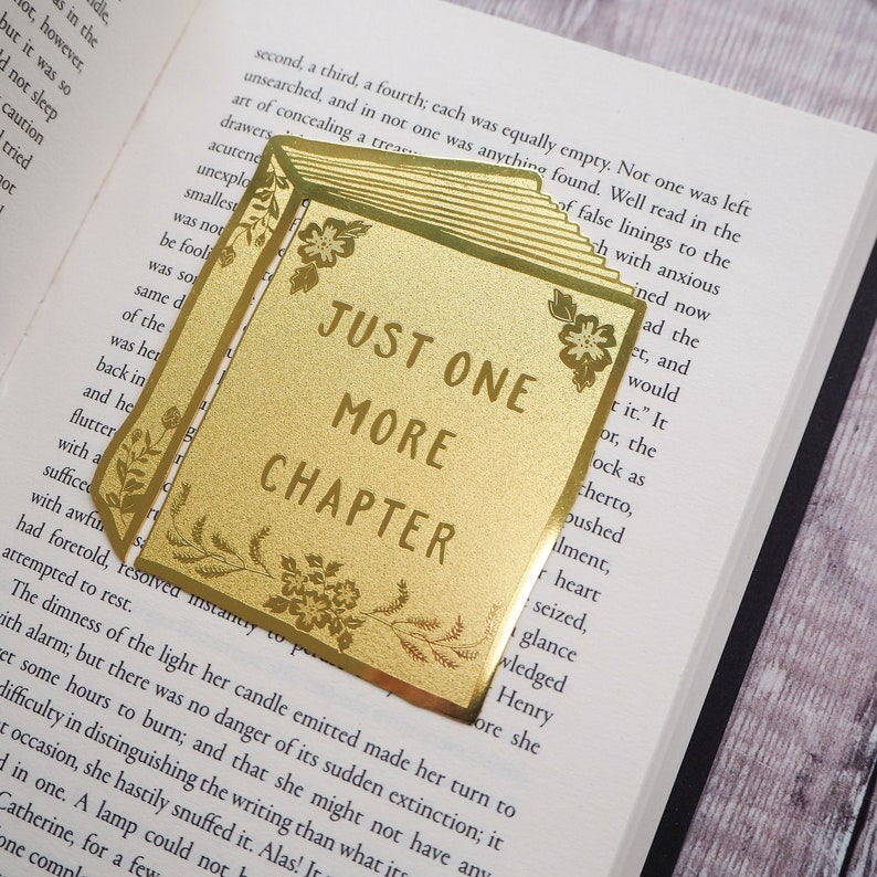 Just One More Chapter Brass Bookmark Book Shaped Bookmark | Etsy