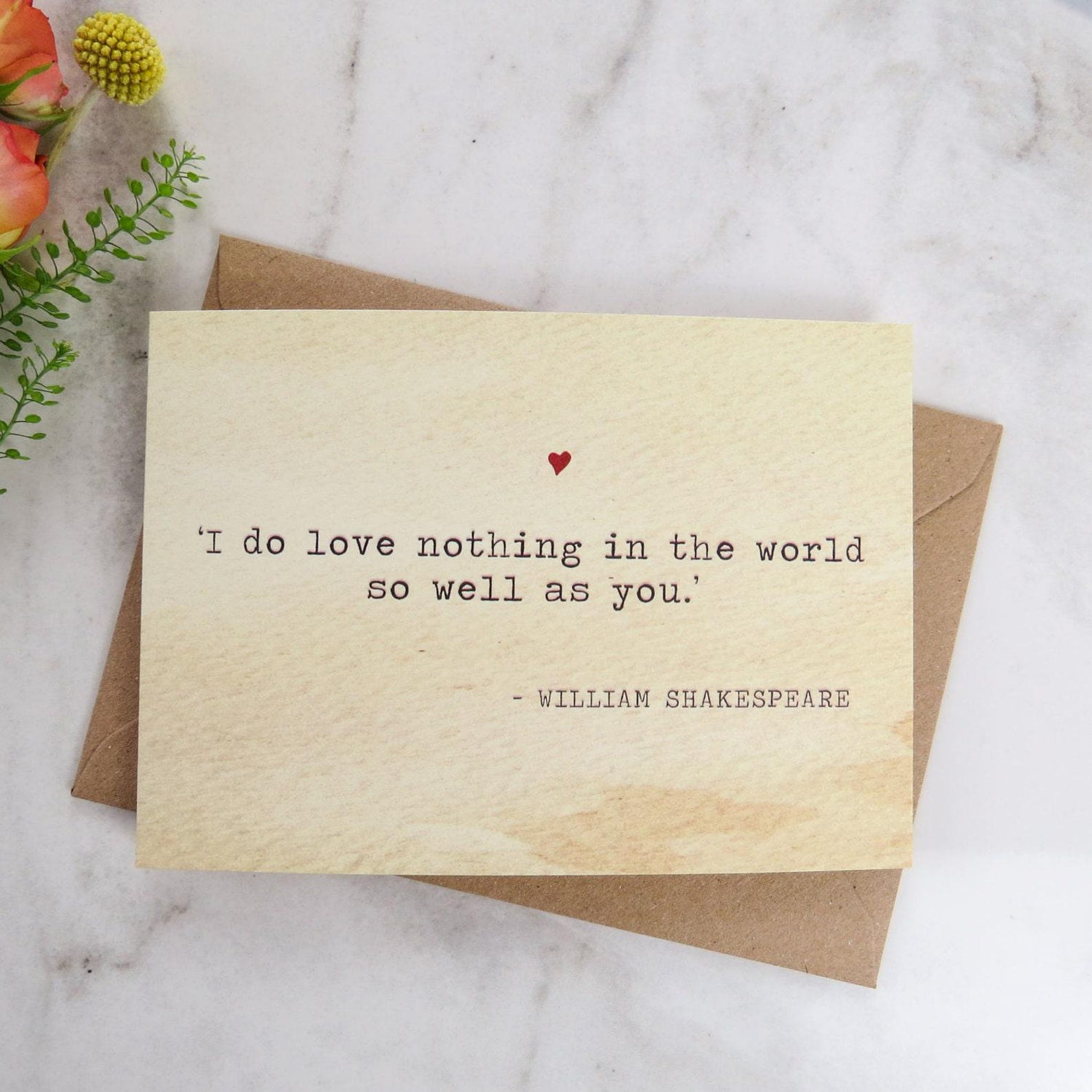 Literature Valentines Card Shakespeare Quote - Anniversary Card - Book ...