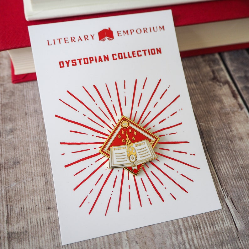 Burning Bright Enamel Pin - Fahrenheit 451 Enamel Pin - Dystopian ...