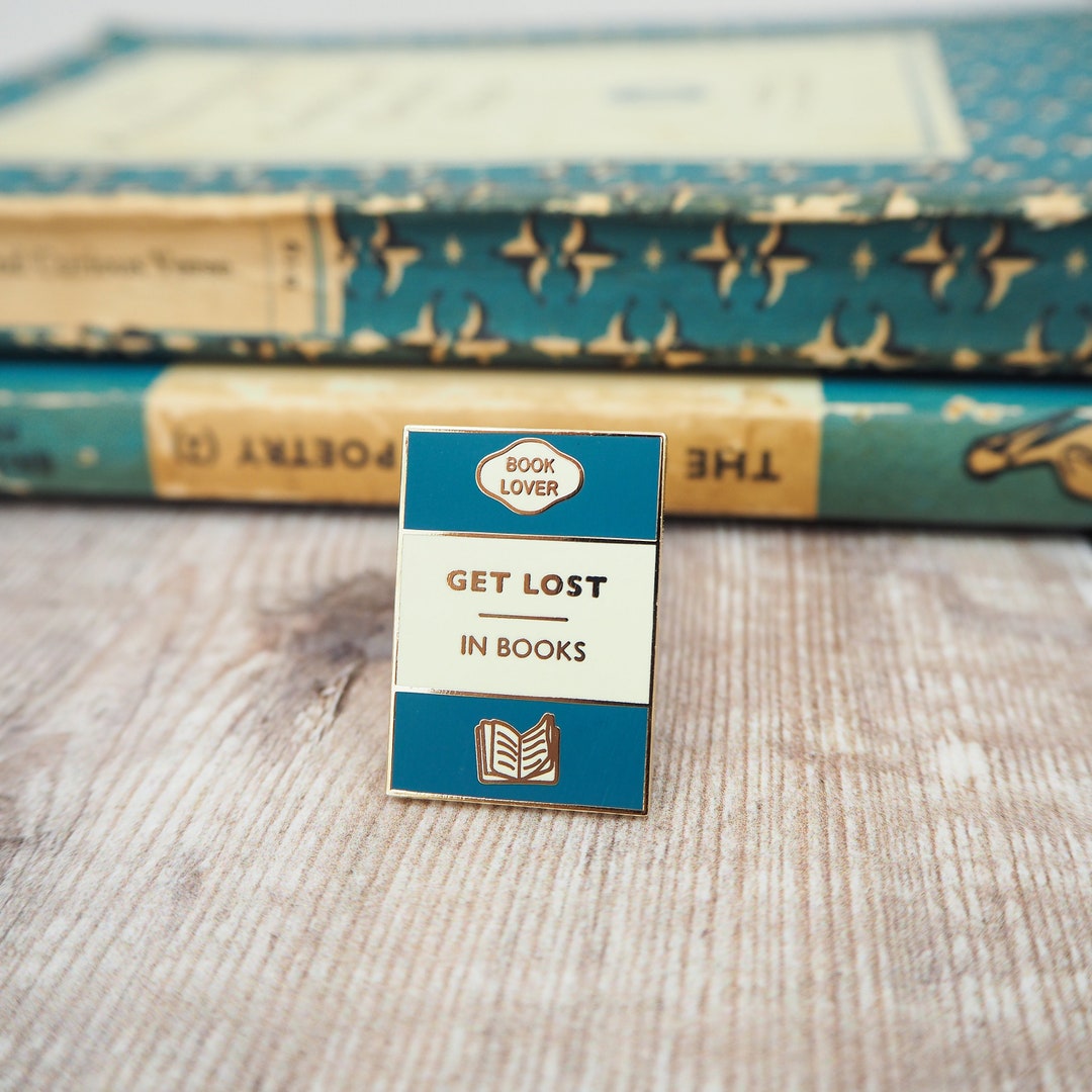 Get Lost in Books Enamel Pin Badge Book Lover Enamel Pin Book Cover ...