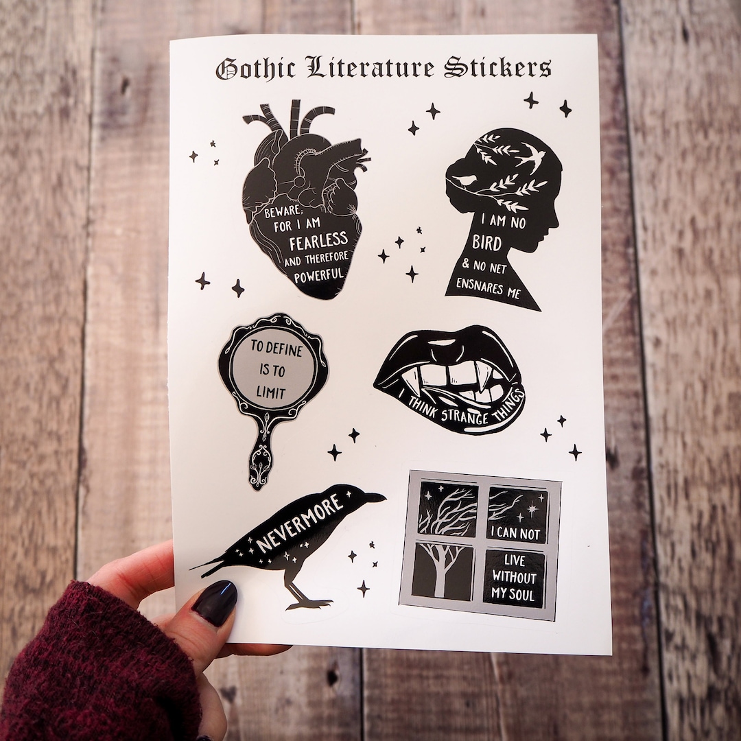 Gothic Literature Sticker Sheet - Vinyl Stickers - Gift for Book Lover ...