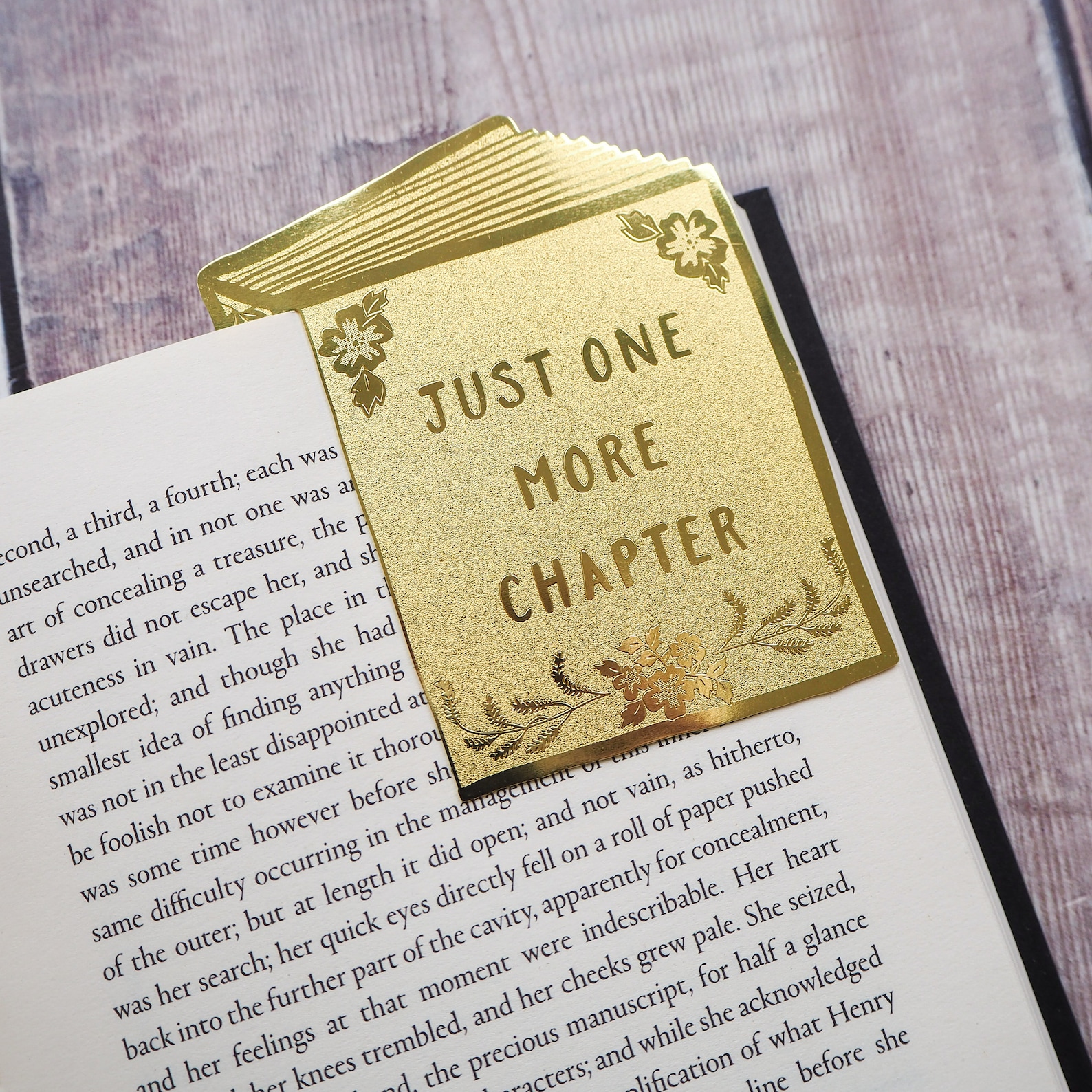 Just One More Chapter Brass Bookmark Book Shaped Bookmark | Etsy
