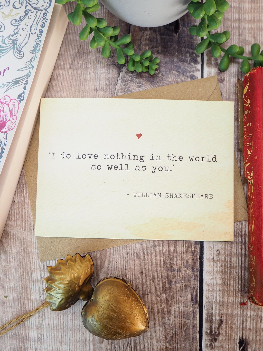 Literature Valentines Card Shakespeare Quote - Anniversary Card - Book ...