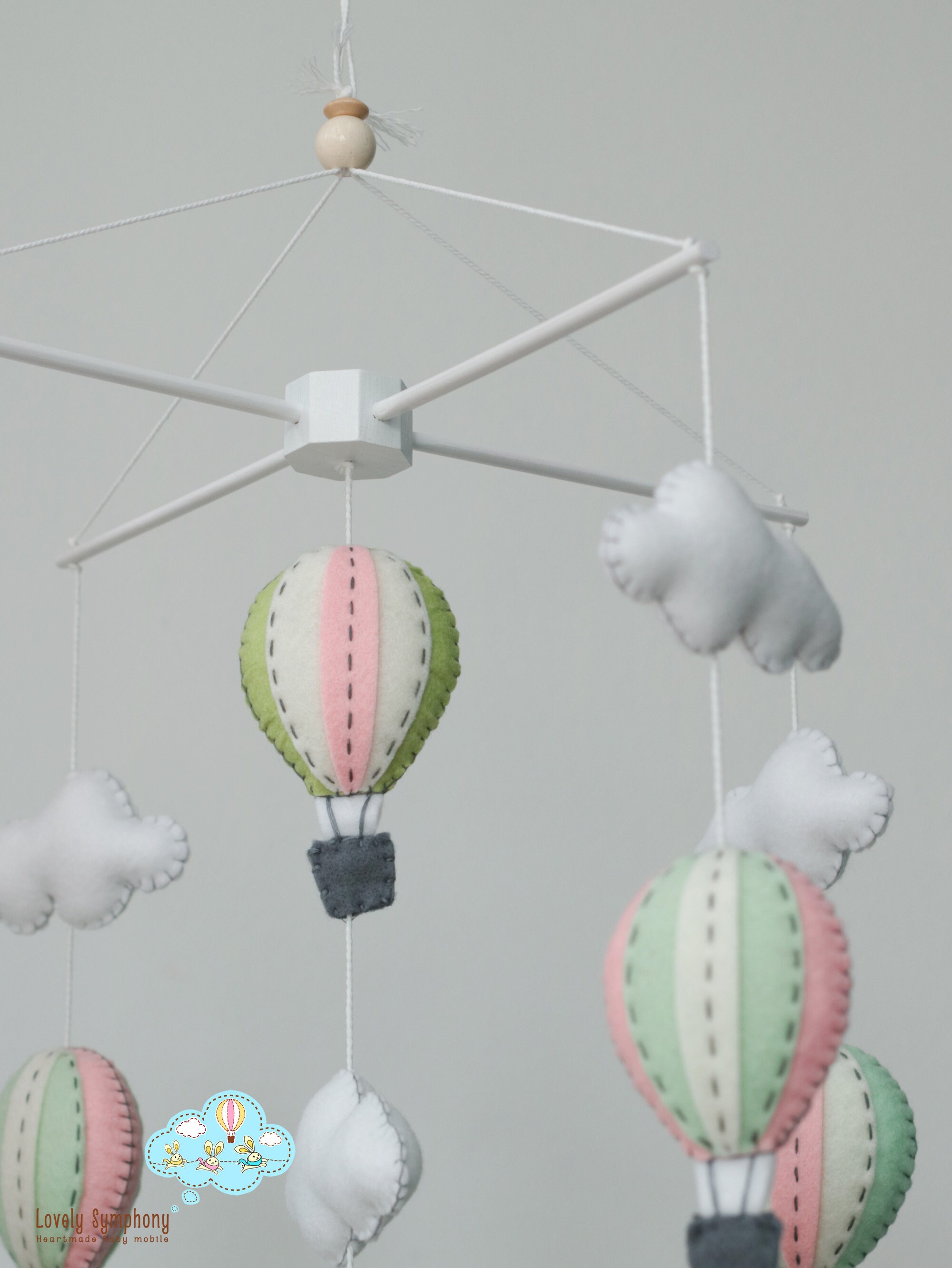 Mint green and pink baby mobile handmade baby mobile up in | Etsy