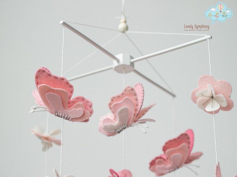 Pink Butterflies Baby Mobile Boho Baby Mobile for Girl - Etsy