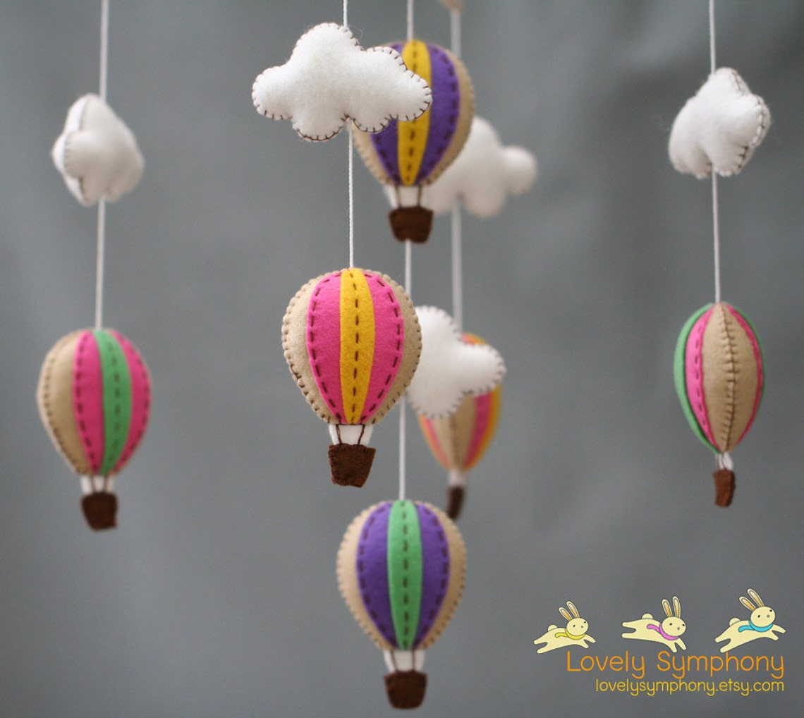Handmade Hot Air Balloon Baby Mobile, Felt Nursery Decor - Etsy