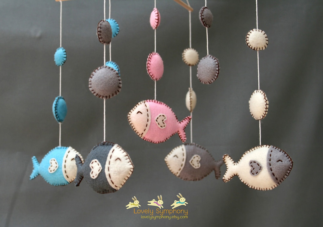 Fishes Baby Mobile, Lovely Fishes Hanging Mobile, Fishes and Bubbles ...