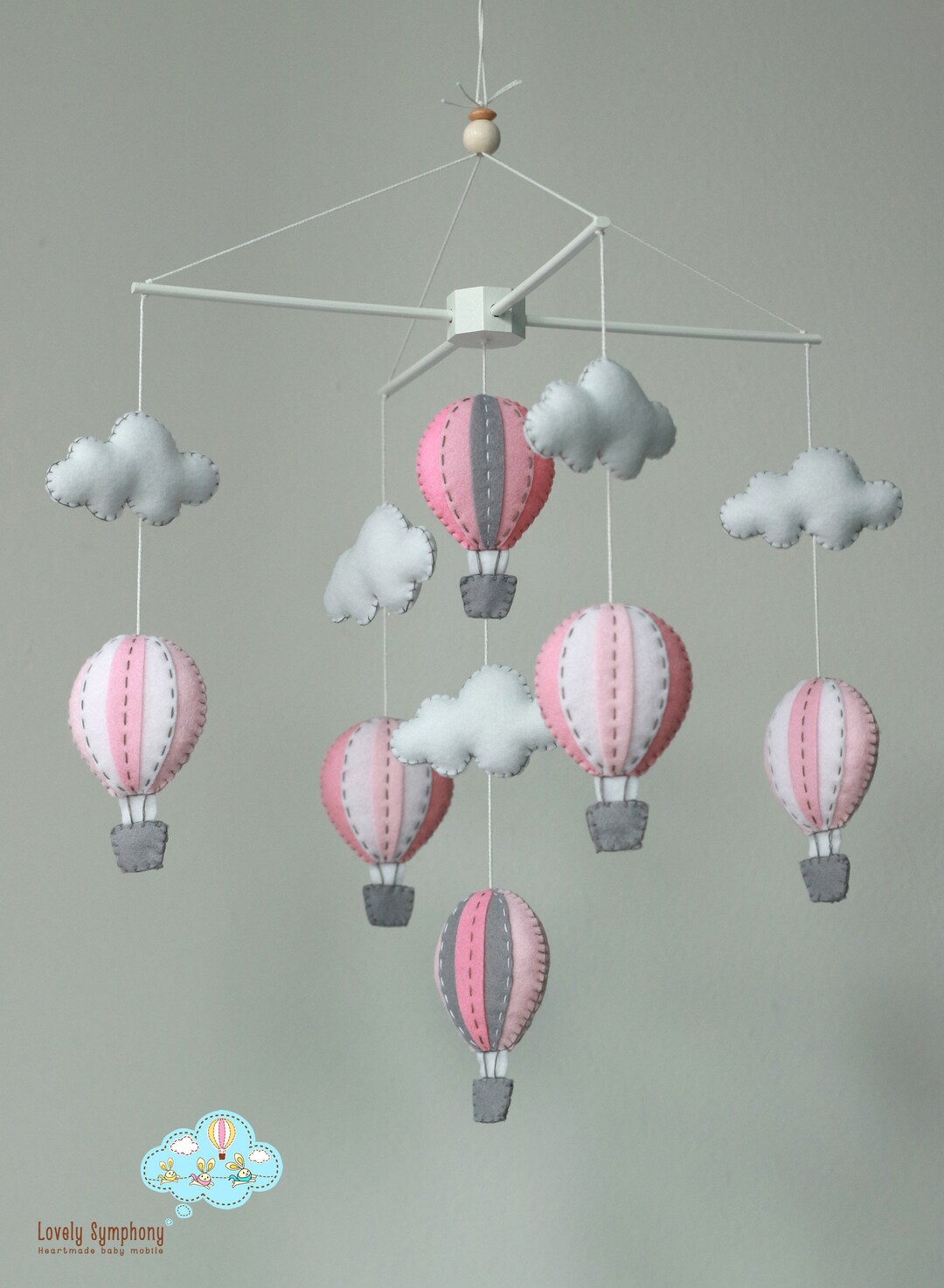 Pastel Pink and Gray Baby Mobile. - Etsy