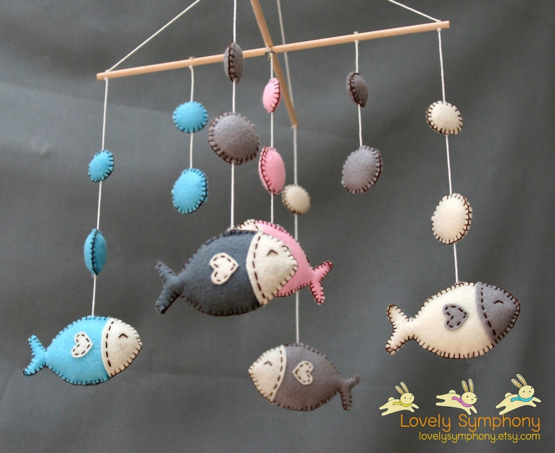 Handmade Fishes Baby Mobile, Felt Nursery Decor - Etsy