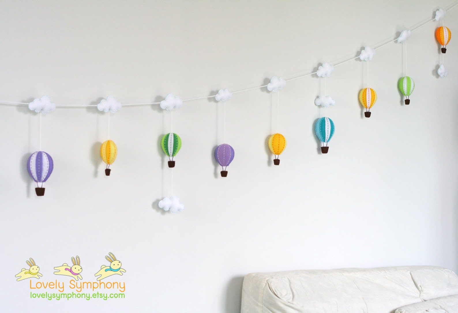 Colorful Garland - 9 Hot Air Balloons - Baby Garland - Garland - Wall ...