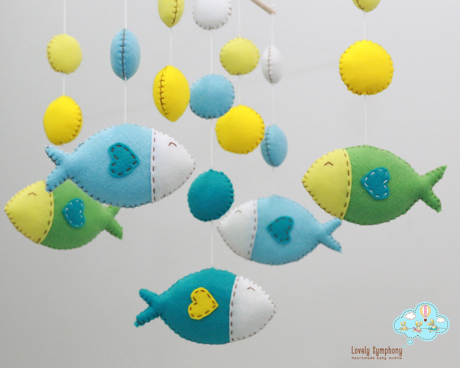 Blue and green fishes baby mobile fishes hanging mobile | Etsy