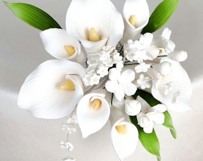 WHITE CALLA LILY Topper, Gum Paste, Cake, Cupcakes, Cake Decorations ...