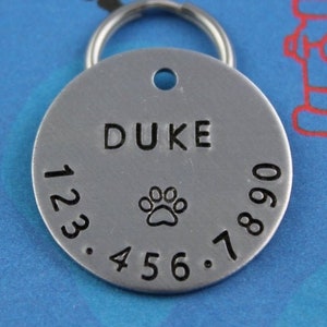 Simple Custom Dog Tag - Handstamped Pet Tag - Two Numbers Available - Etsy