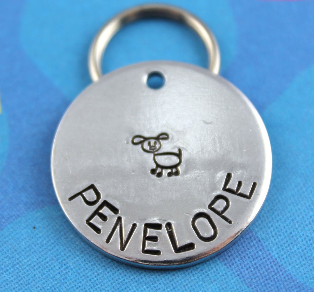 Personalized Aluminum Dog Tag - Hand Stamped Pet Tag - Metal Dog ID Tag ...