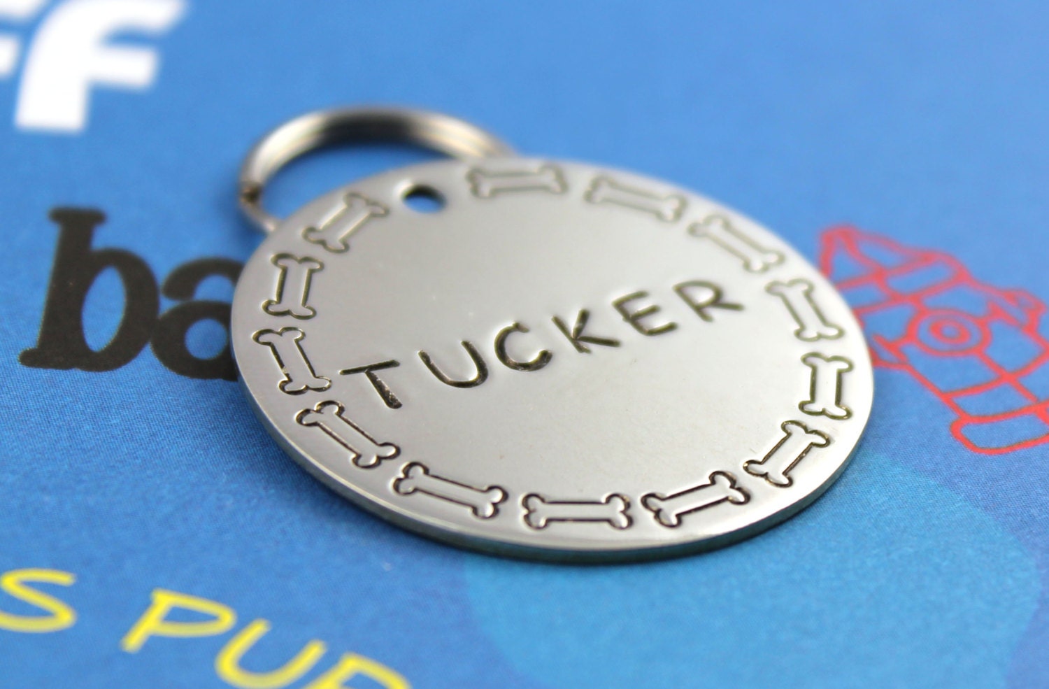 LARGE Dog Tag Nickel Silver Personalized Handstamped Pet Tag - Etsy