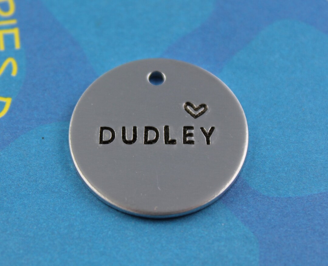 Simple Metal Dog Tag - Hand Stamped Pet Tag - Metal Dog ID Tag - Name ...